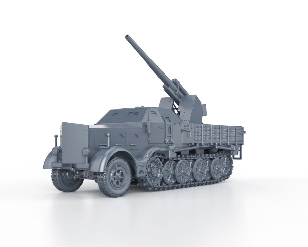 WWII GERMAN - Schwerer Zugkraftwagen 18t Mit 8,8cm Flak - 1/100 15mm 1/ ...