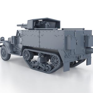 WWII US M3 75mm GMC Half Track - 1/100 15mm 1/87 Ho 1/72 20mm 1/56 28mm ...