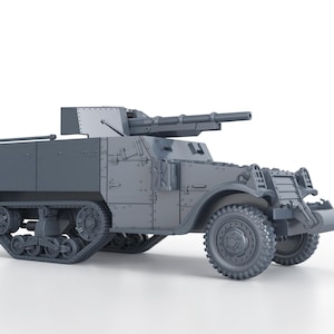 WWII US M3 75mm GMC Half Track - 1/100 15mm 1/87 Ho 1/72 20mm 1/56 28mm ...