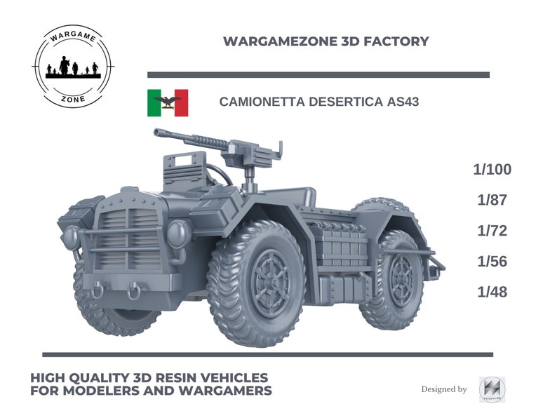 WWII ITALIAN Camionetta Desertica Sahariana Spa Viberti AS 43 1/100 ...