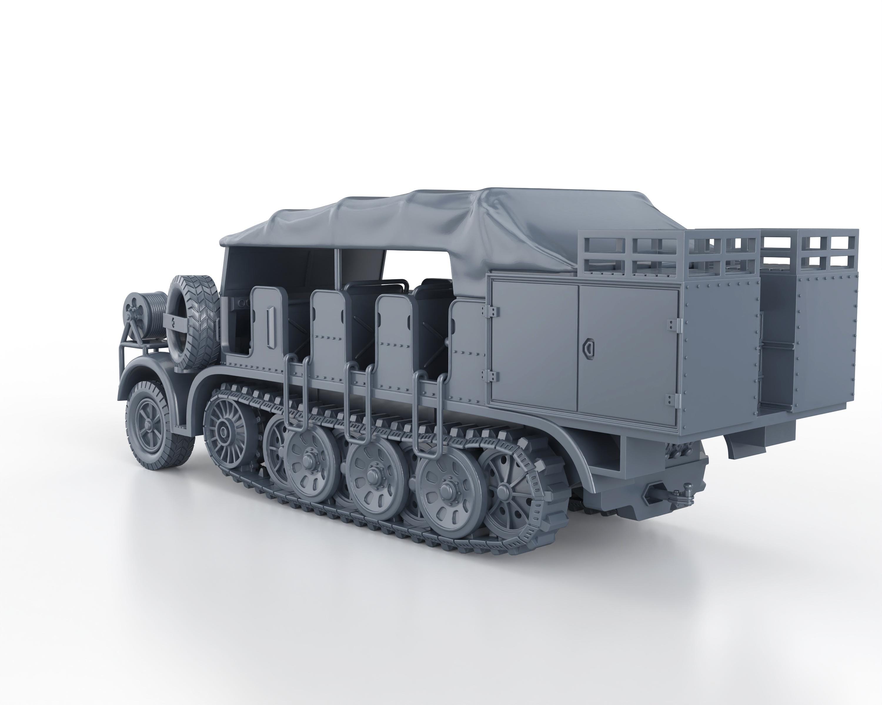 WWII GERMAN Sd Kfz 7/6 Mittlerer Flak-messtruppkraftwagen 1/100 15mm 1/ ...