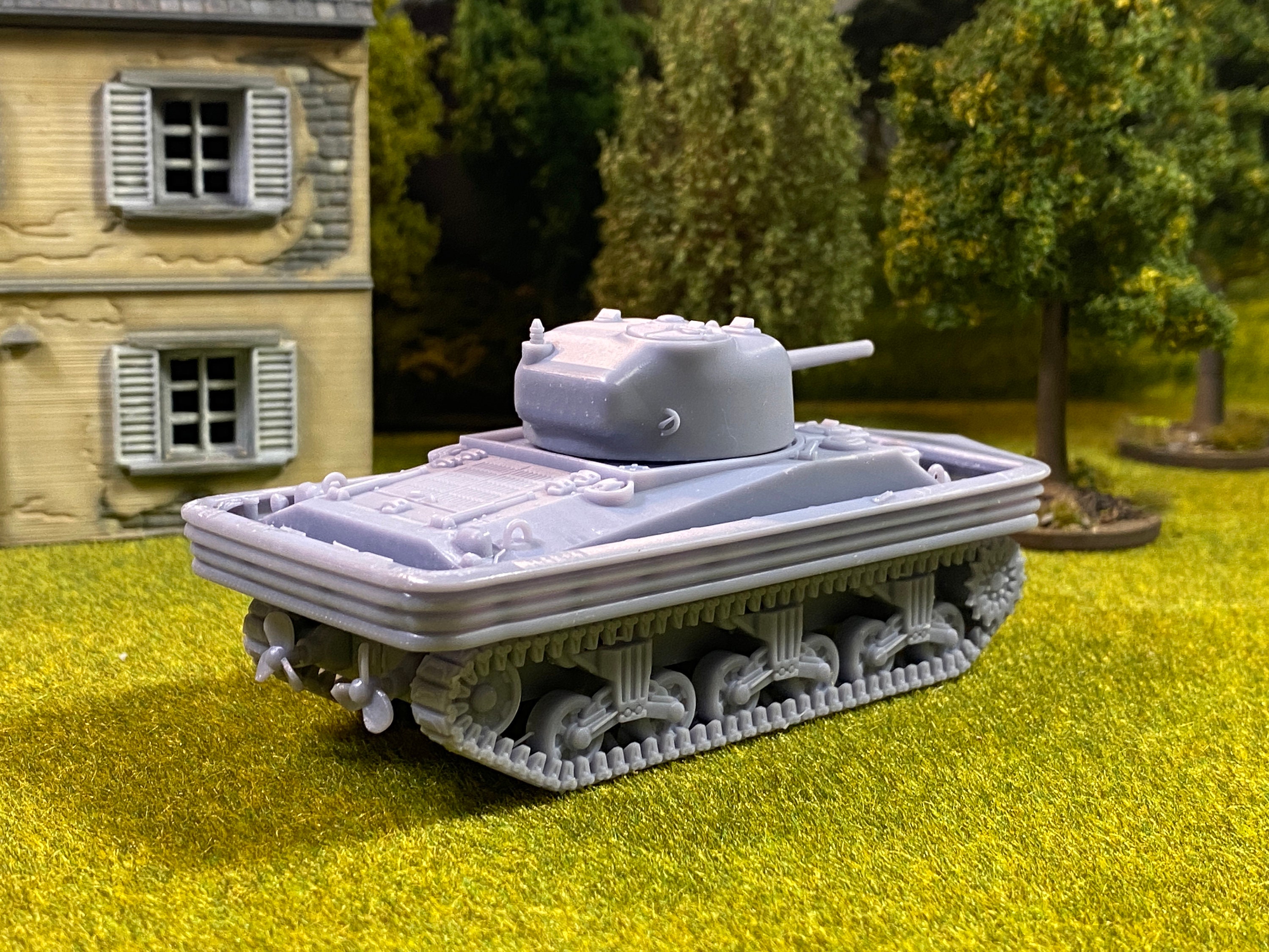 WWII US Tank Sherman M4A2 D D Duplex Drive Folded 1/100 15mm 1/87 HO 1/ ...