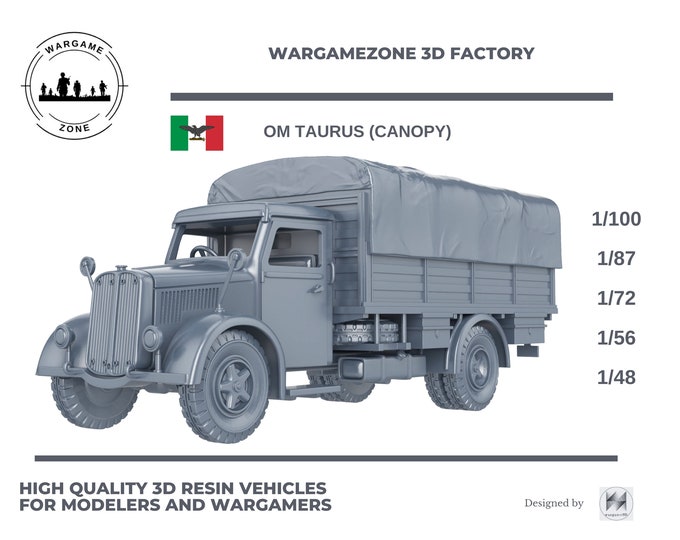 WWII ITALIAN Medium Truck OM Taurus Canopy 1/100 15mm 1/87 Ho 1/72 20mm ...