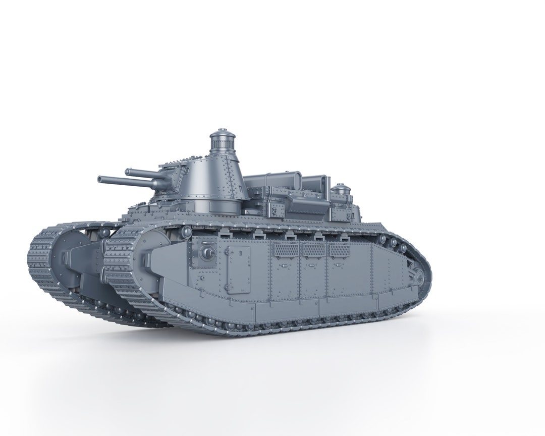 WWII French Char FCM 2C 1/100 15mm 1/87 Ho 1/72 20mm 1/56 28mm ...