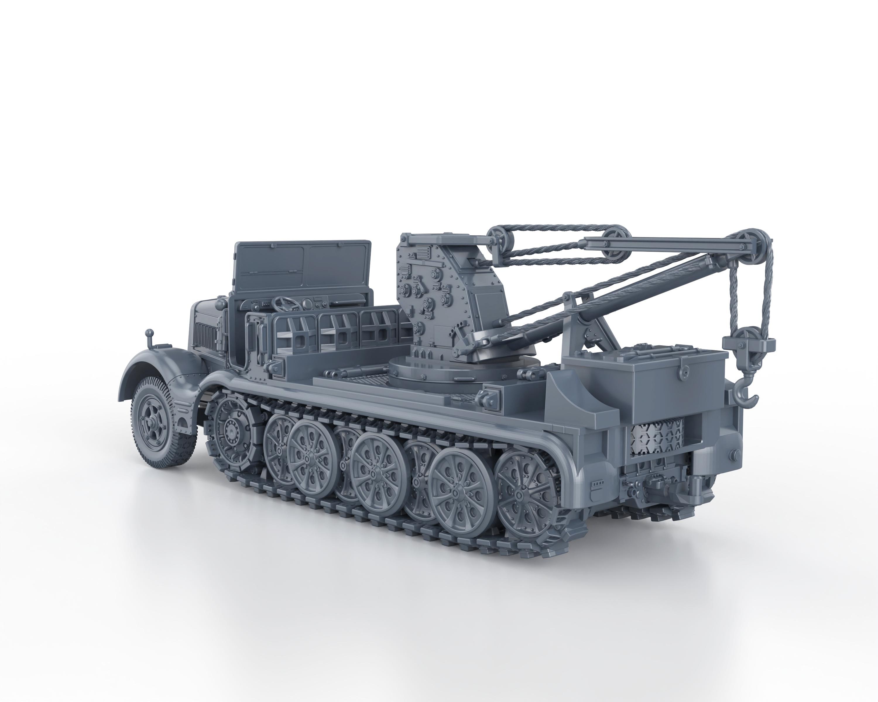 WWII GERMAN Sd Kfz 9/1 - Crane Recovery Vehicle - 1/100 15mm 1/87 Ho 1/ ...