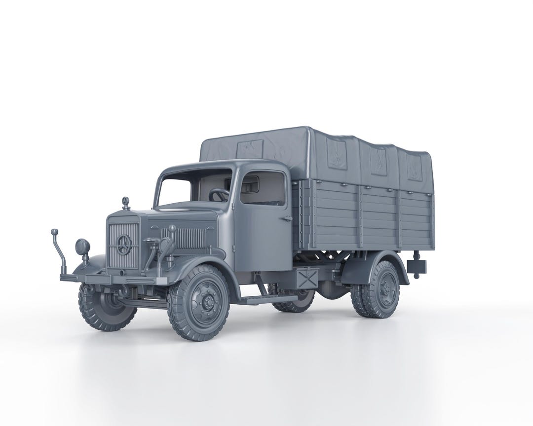 WWII GERMAN - Mercedes Benz L3000 (hollow Tarp) - 1/100 15mm 1/87 Ho 1/ ...