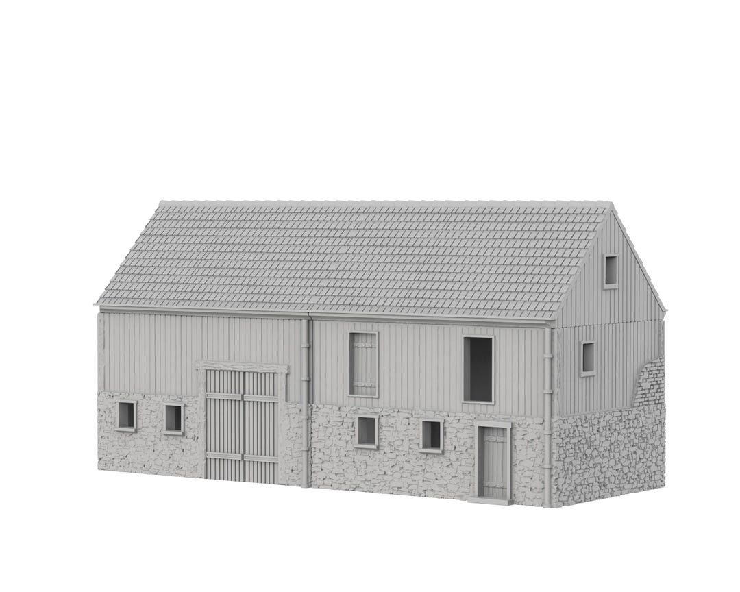 Long German Barn German Border - Wwiied05 - 1/56 28mm 1/72 20mm HO 1/ ...