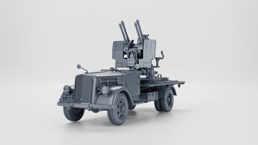 WWII Opel Blitz With 20mm Flakvierling 38 AA Gun 1/100 15mm 1/87 Ho 1/ ...