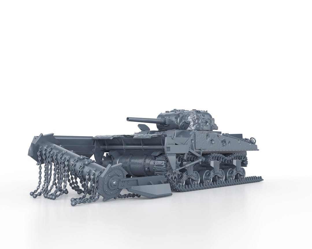 WWII USA - M4A4 Sherman Crab Knocked Out- 1/100 15mm 1/87 Ho 1/72 20mm ...