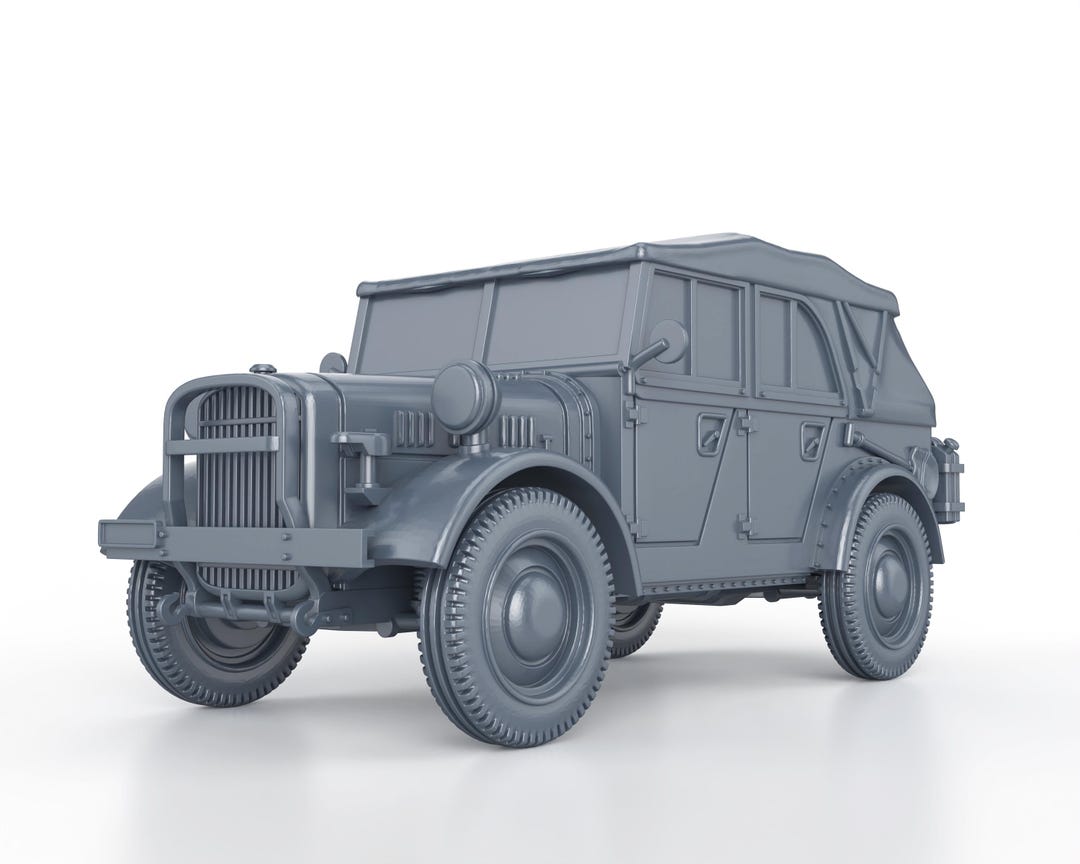 WWII GERMAN Car - KFZ 1 Leichter Einheitz (tarp Solid) - 1/100 15mm 1/ ...