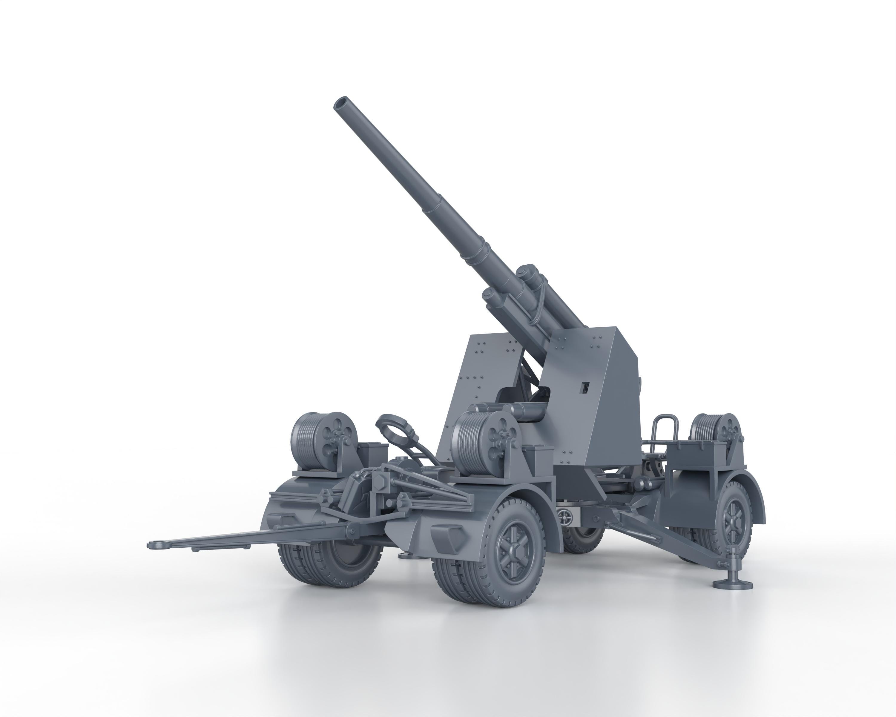 WWII GERMAN 8.8cm FLAK 18 firing From Carriage Shield 1/100 15mm 1/87 Ho 1/72 20mm 1/56 28mm ...