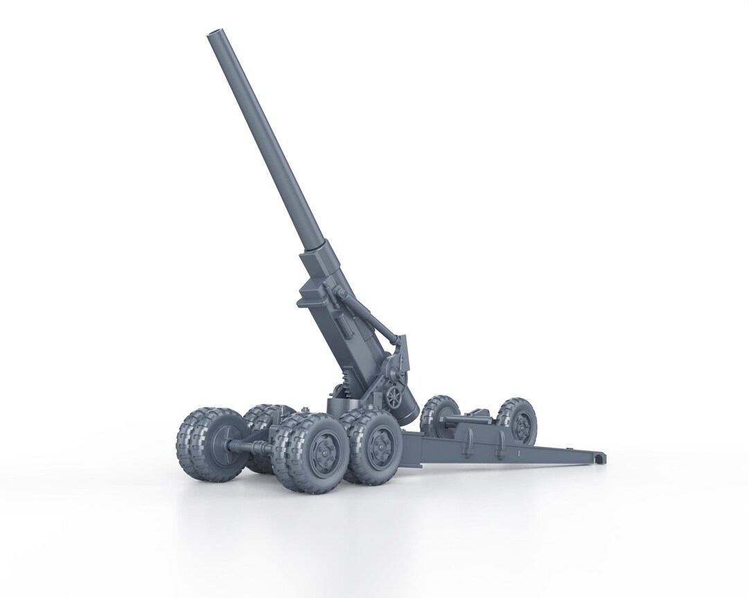 WWII US M1 155m Long Tom (firing) - 1/100 15mm 1/87 Ho 1/72 20mm 1/56 ...