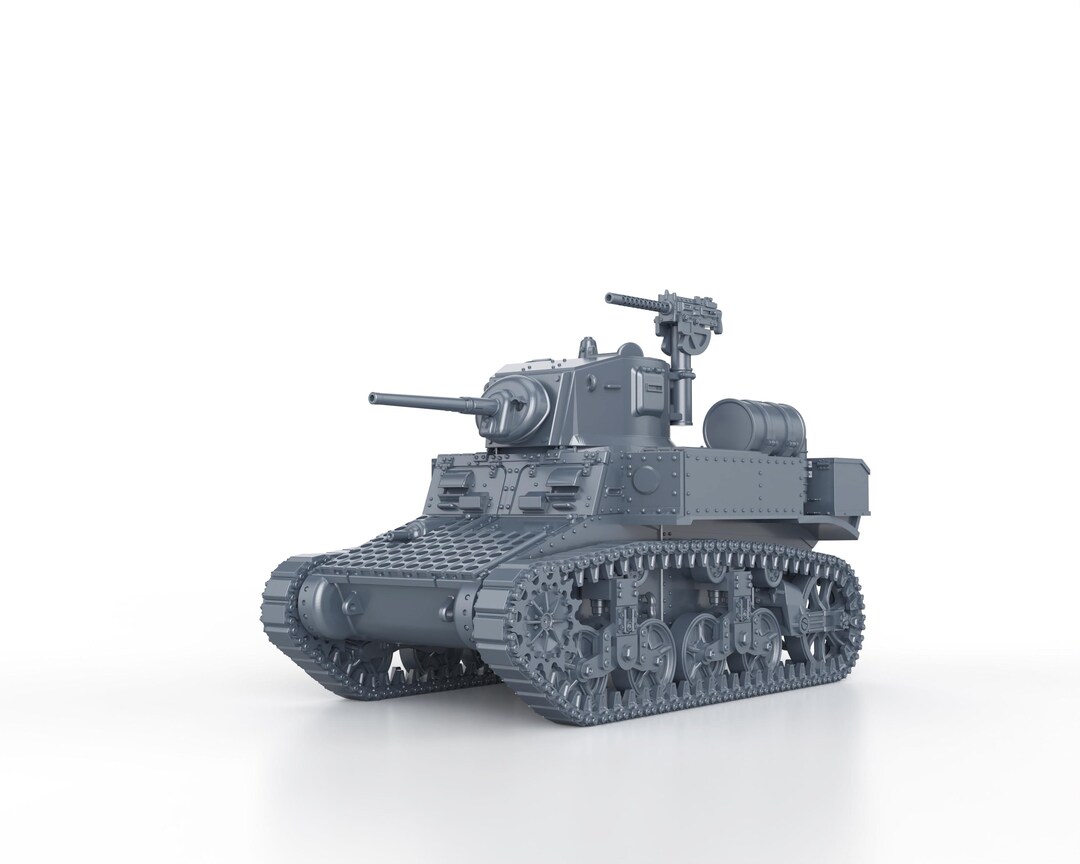 WWII US Tanks - M3A1 Stuart Flamer - 1/100 15mm 1/87 Ho 1/72 20mm 1/56 ...