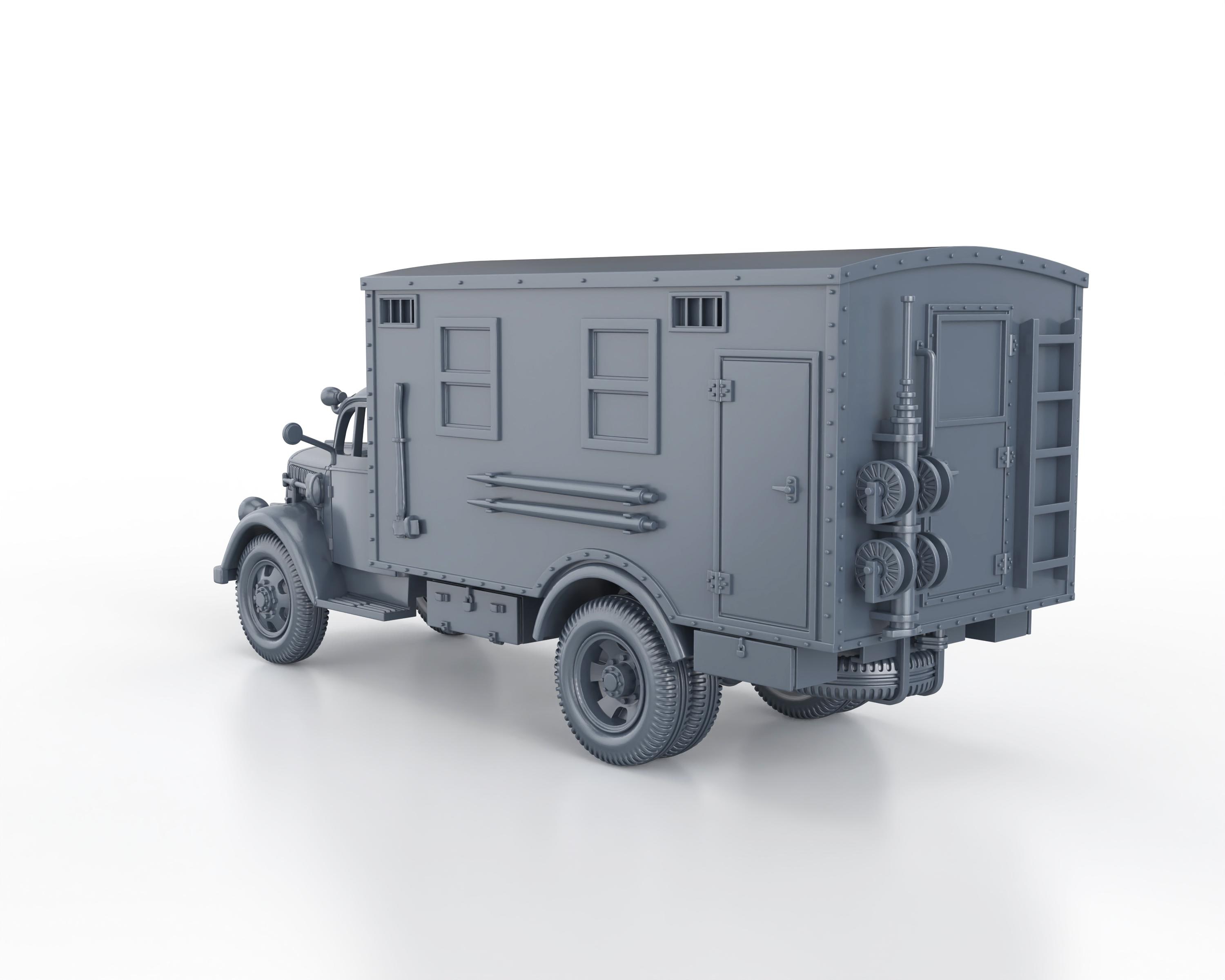 WWII Opel Blitz RADIO C Command Car 1/100 15mm 1/87 Ho 1/72 20mm 1/56 ...