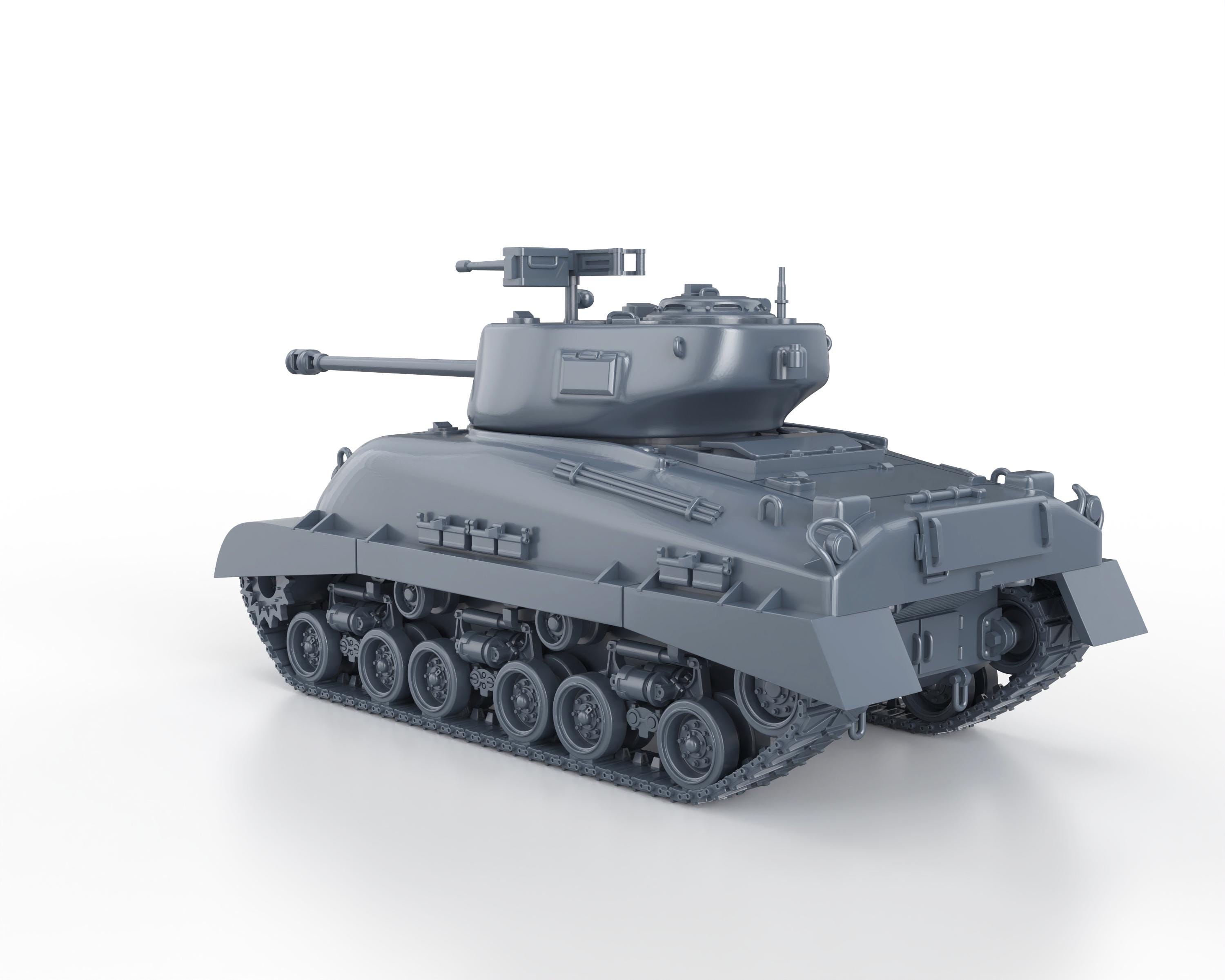 WWII US Tanks - Sherman M4A1 (76)w HVSS - 1/100 15mm 1/87 Ho 1/72 20mm ...
