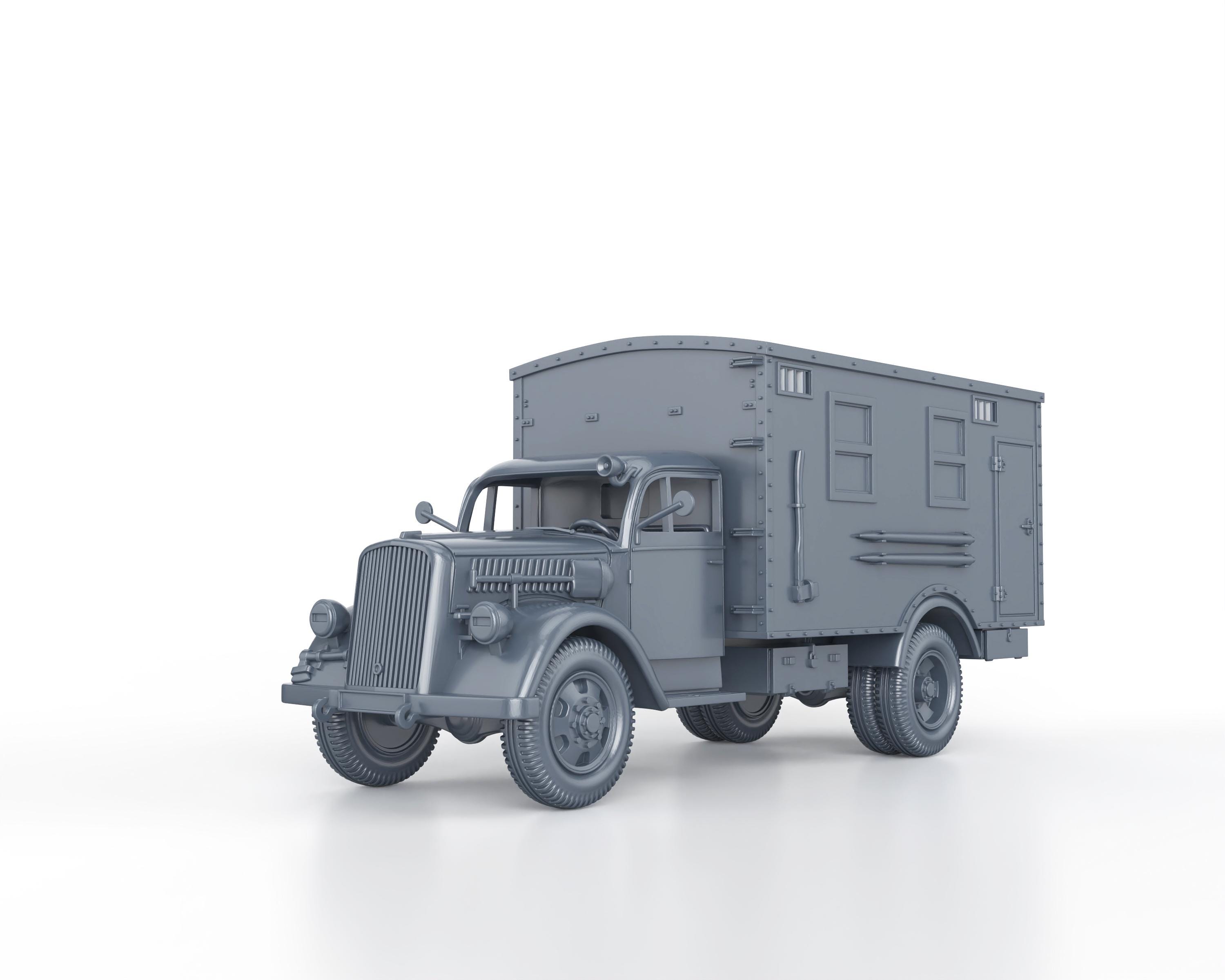 WWII Opel Blitz RADIO C Command Car 1/100 15mm 1/87 Ho 1/72 20mm 1/56 ...
