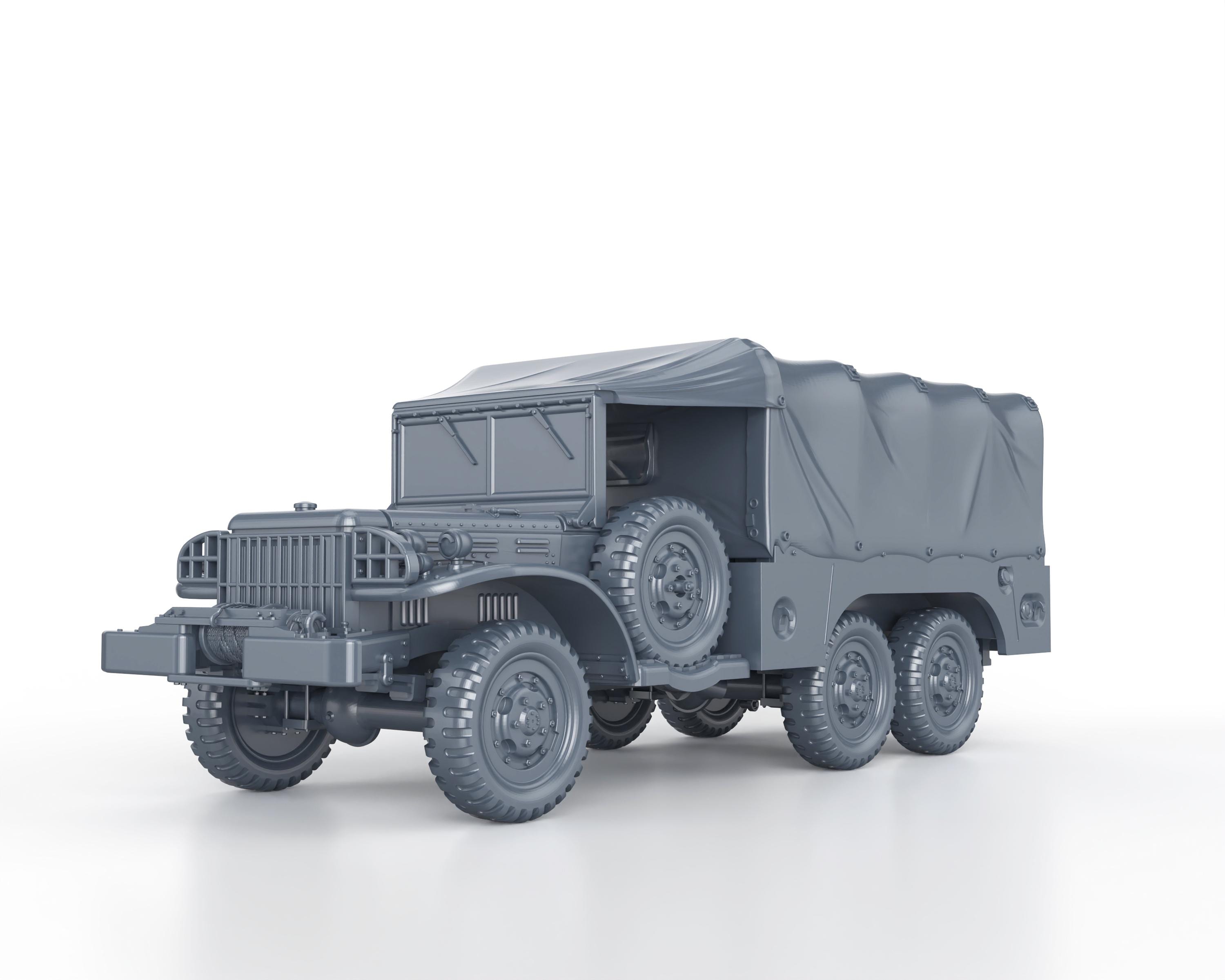 WWII US Dodge WC63 With Canopy - 1/100 15mm 1/87 Ho 1/72 20mm 1/56 28mm ...