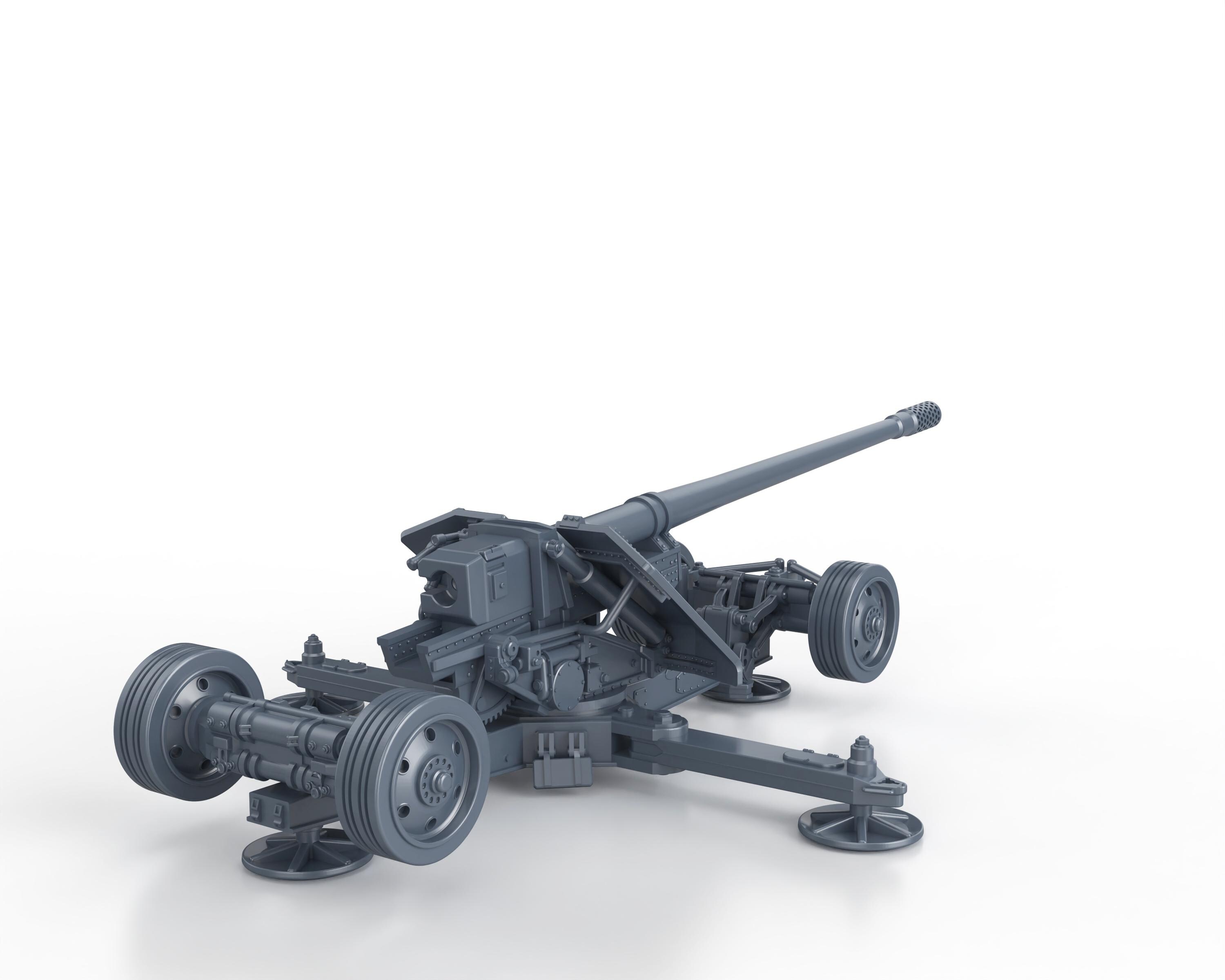 WWII Pak 44 128mm Anti-tank Gun Firing 1/100 15mm 1/87 Ho 1/72 20mm 1/ ...