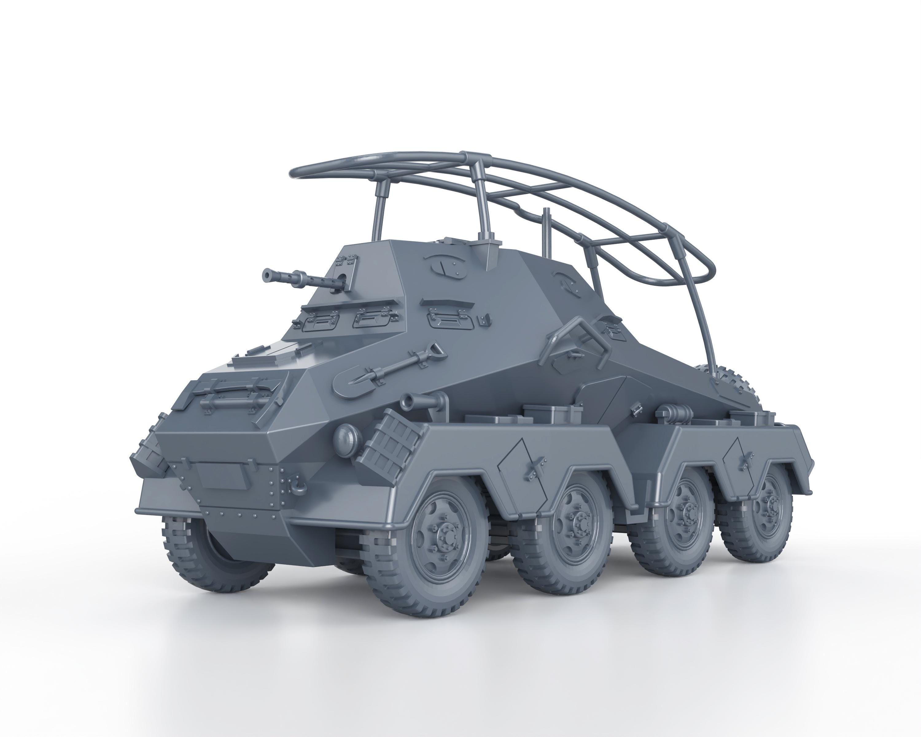 WWII GERMAN Sd Kfz 263 Funkspähwagen 1/100 15mm 1/87 Ho 1/72 20mm 1/56 ...