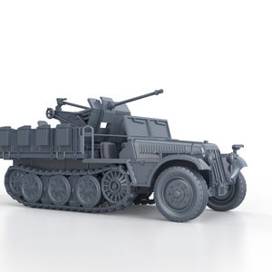 WWII GERMAN Sd Kfz 10/4 - 2cm Flak 30 1/100 15mm 1/87 Ho 1/72 20mm 1/56 ...