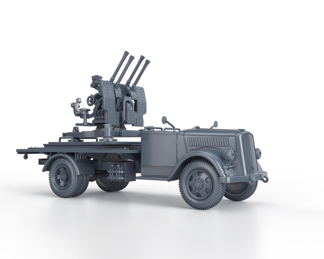 WWII Opel Blitz With 20mm Flakvierling 38 AA Gun 1/100 15mm 1/87 Ho 1/ ...