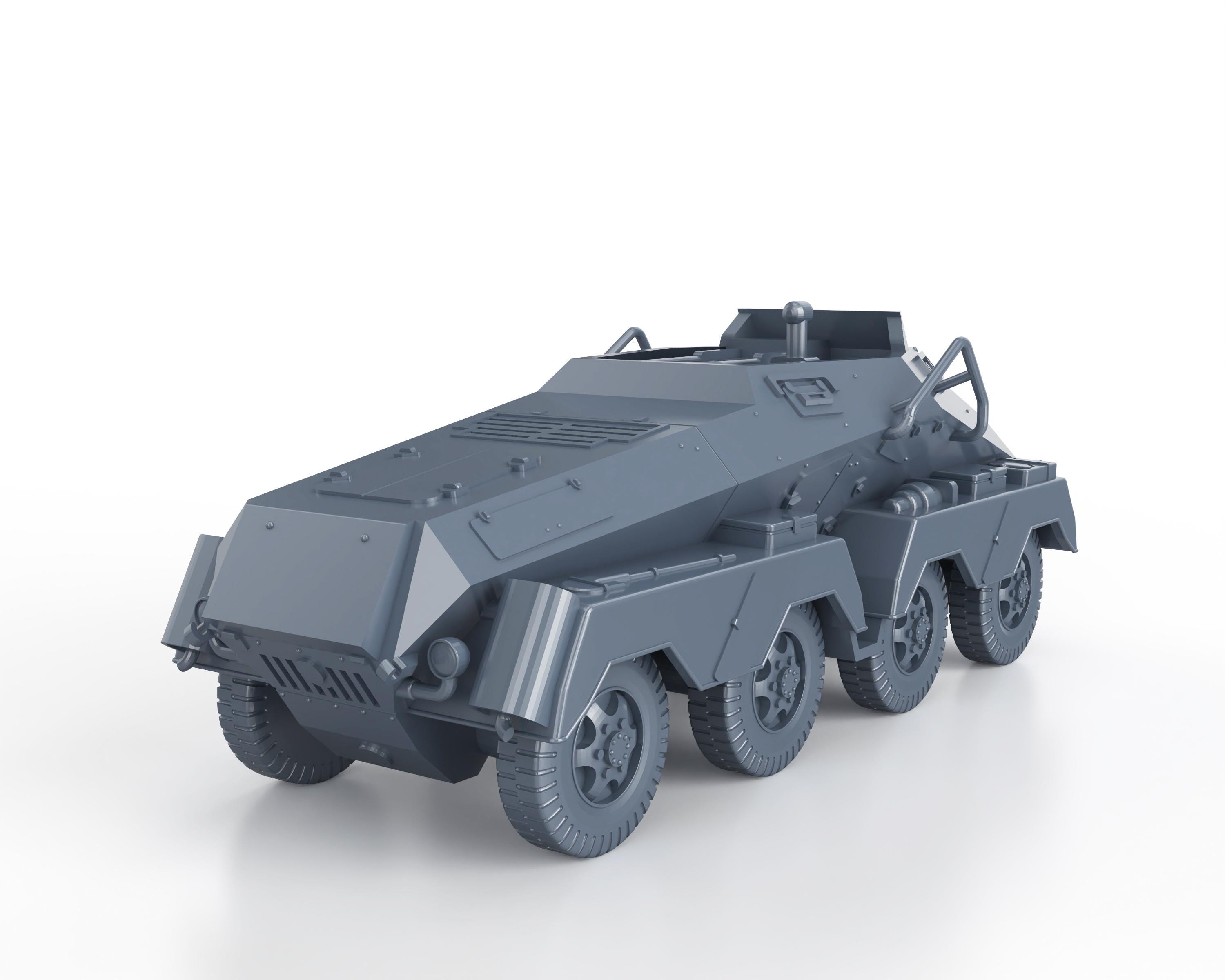 WWII GERMAN - Sd Kfz 233 8 Rad - 1/100 15mm 1/87 Ho 1/72 20mm 1/56 28mm ...