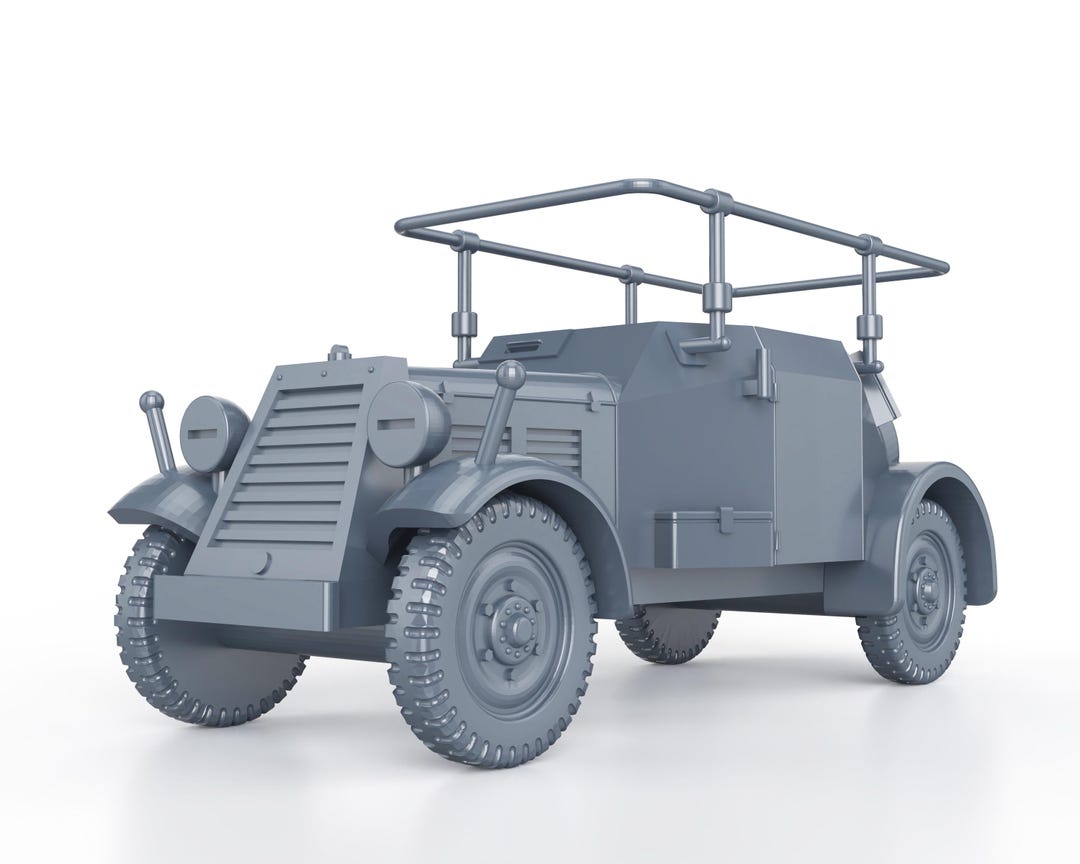 WWII GERMAN - Kfz 14 Radio Car Adler - 1/100 15mm 1/87 Ho 1/72 20mm 1/ ...