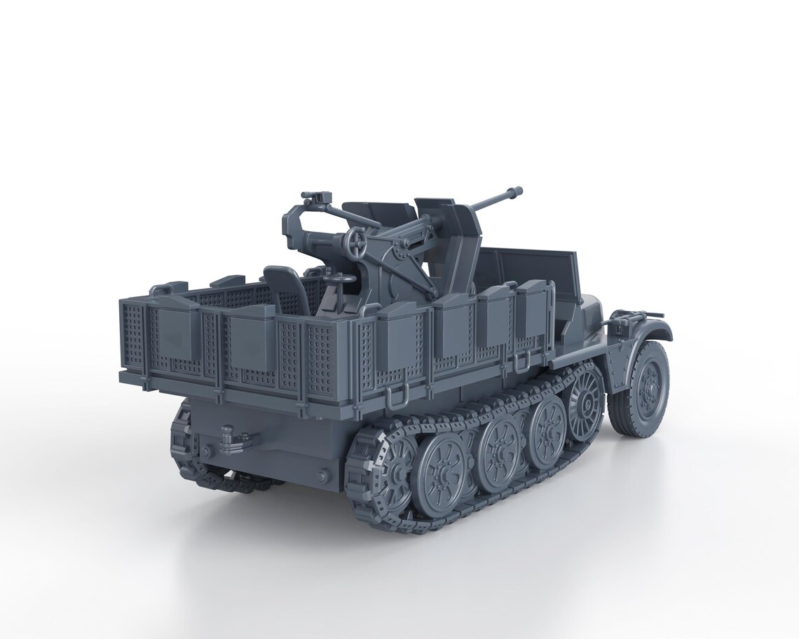 WWII GERMAN Sd Kfz 10/4 - 2cm Flak 30 1/100 15mm 1/87 Ho 1/72 20mm 1/56 ...