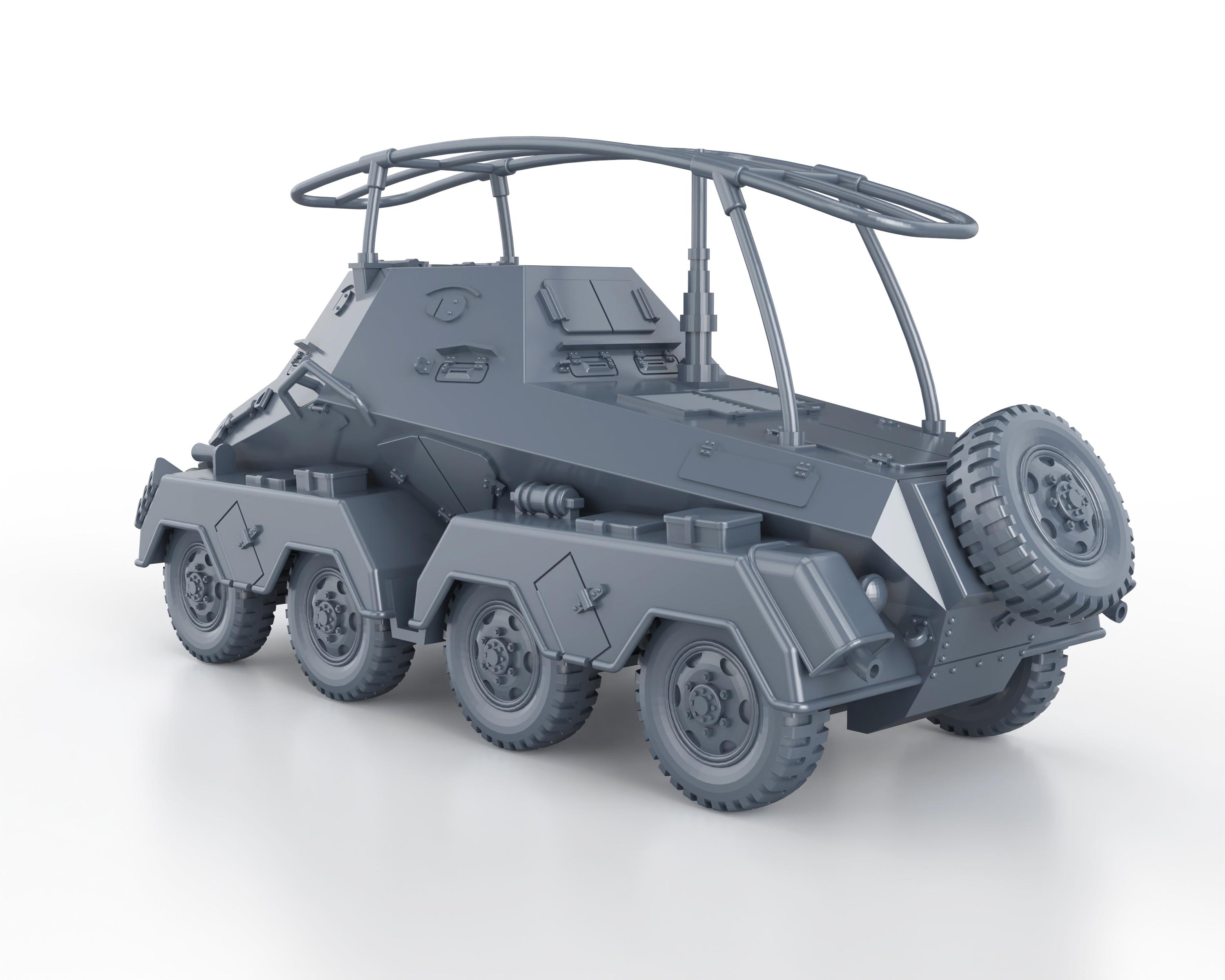 WWII GERMAN Sd Kfz 263 Funkspähwagen 1/100 15mm 1/87 Ho 1/72 20mm 1/56 ...
