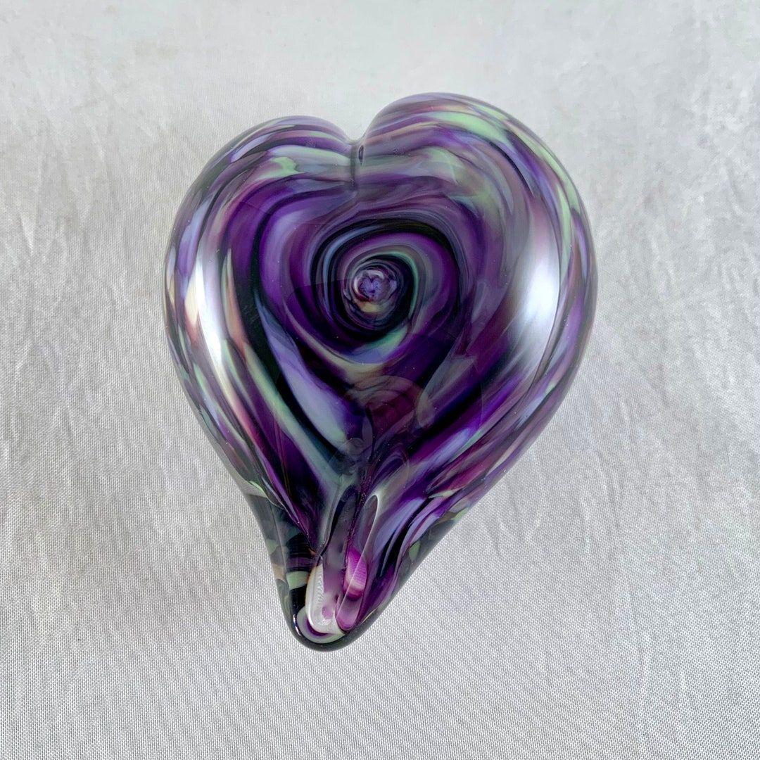 Solid Glass Heart Paperweight Anita's Mix - Etsy