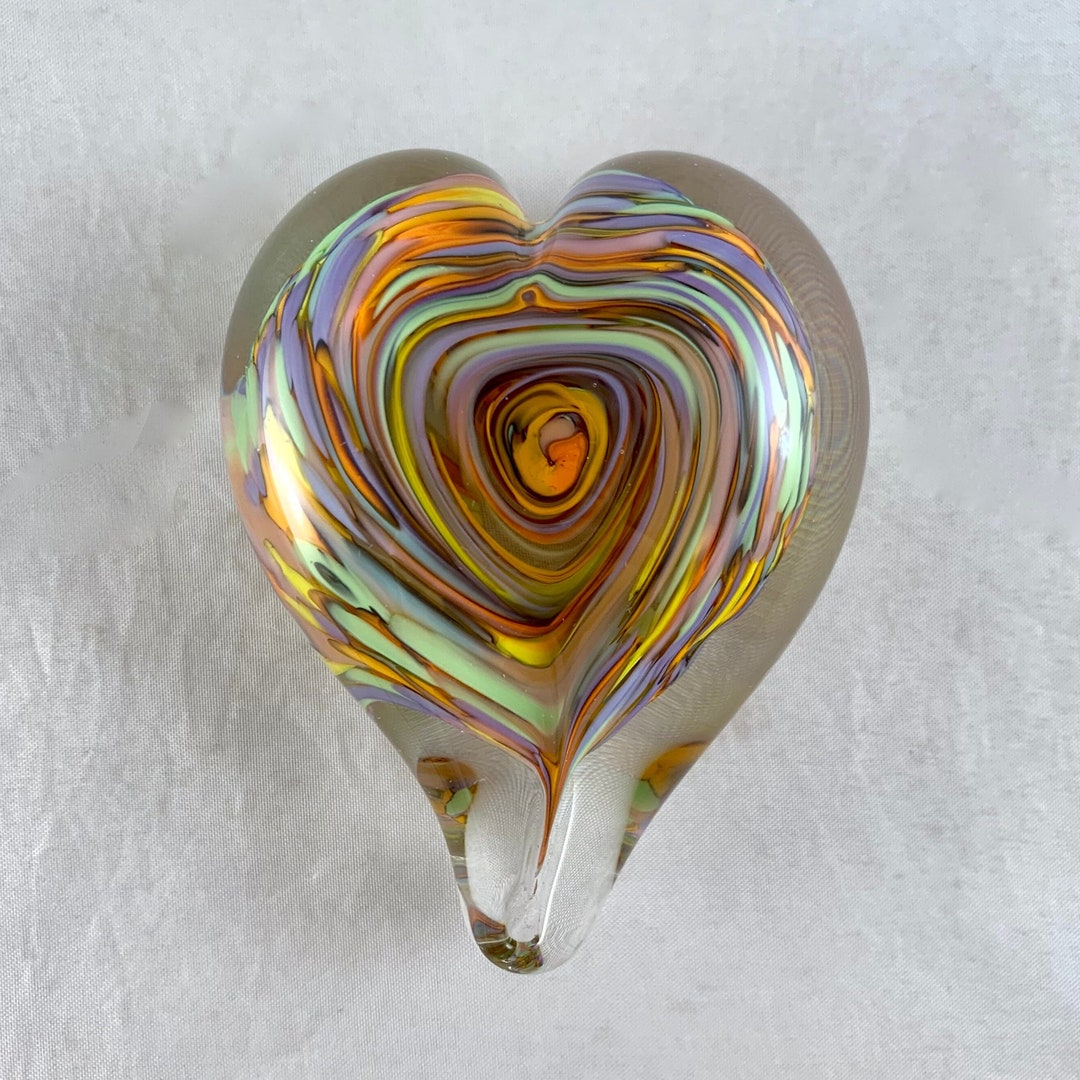 Solid Glass Heart Paperweight Miami Mix - Etsy