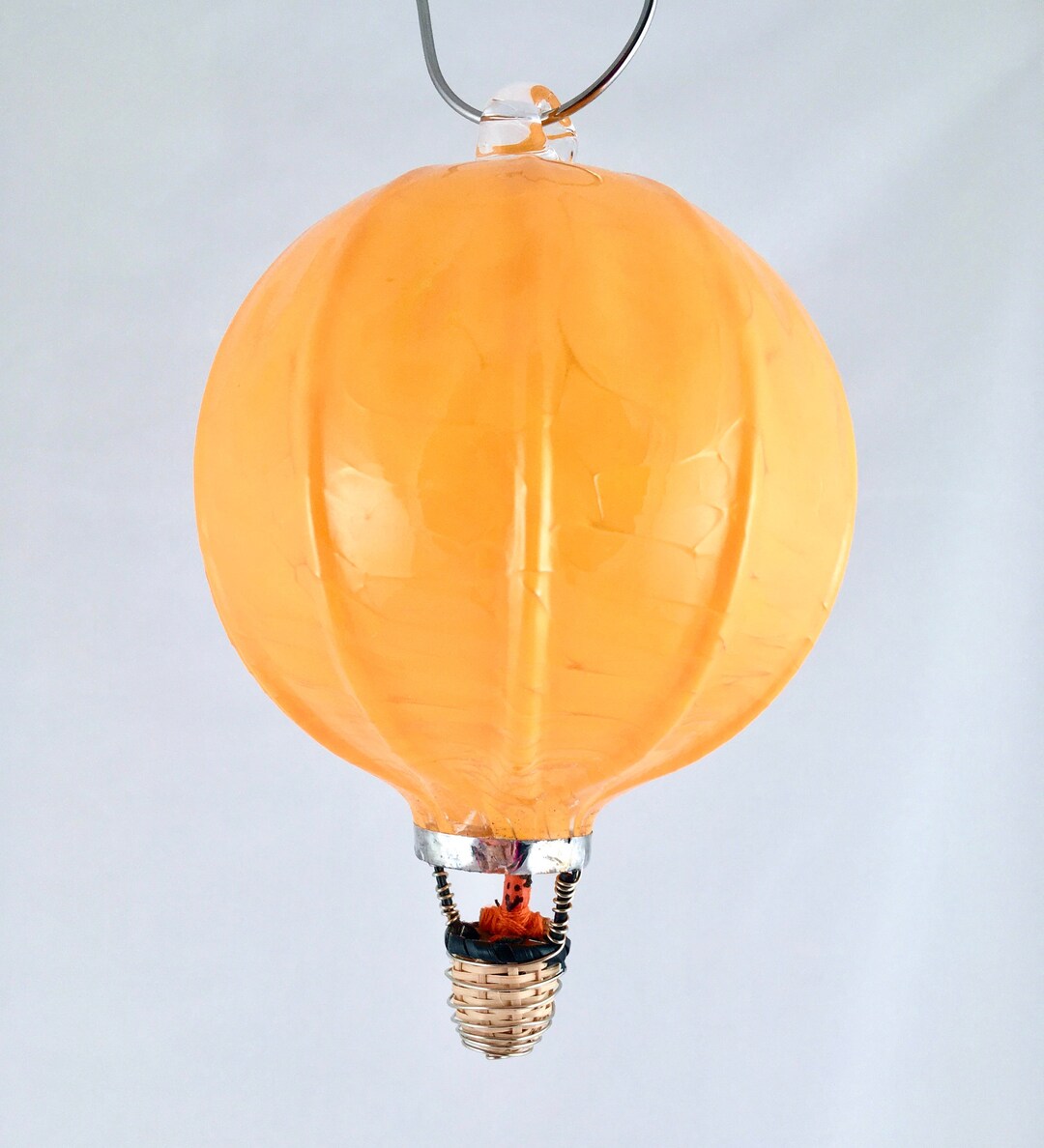 4.25" Blown Glass Hot Air Balloon Ornament– Mandarin Orange W/ribs - Etsy