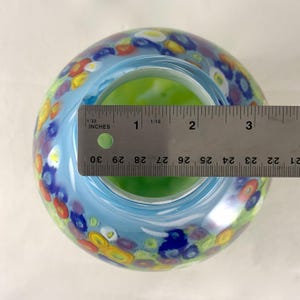 Blown Glass Memorial Urn: (8.5 Cups) Field of Flowers With Light Blue ...