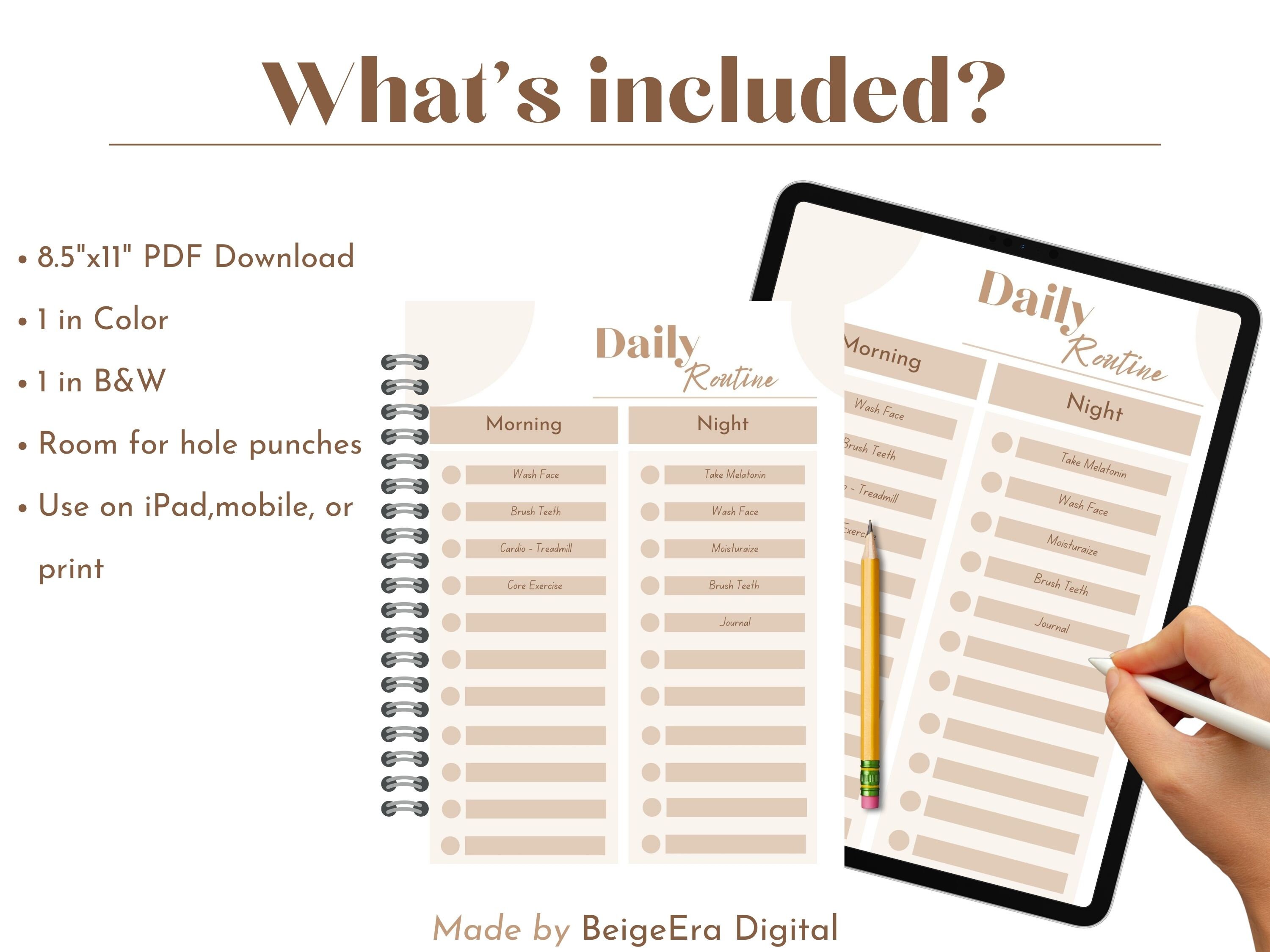 Daily Routine Instant Download, Morning Night AM PM to Do List ...