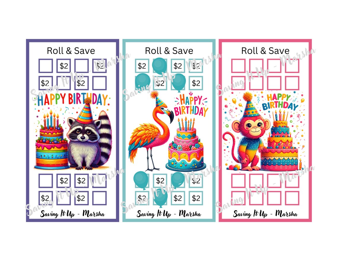 Happy Birthday Savings Challenge, Birthday Savings Challenge, 6 Mini ...