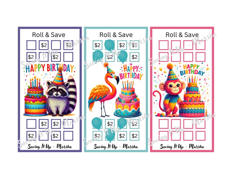 Happy Birthday Savings Challenge, Birthday Savings Challenge, 6 Mini ...