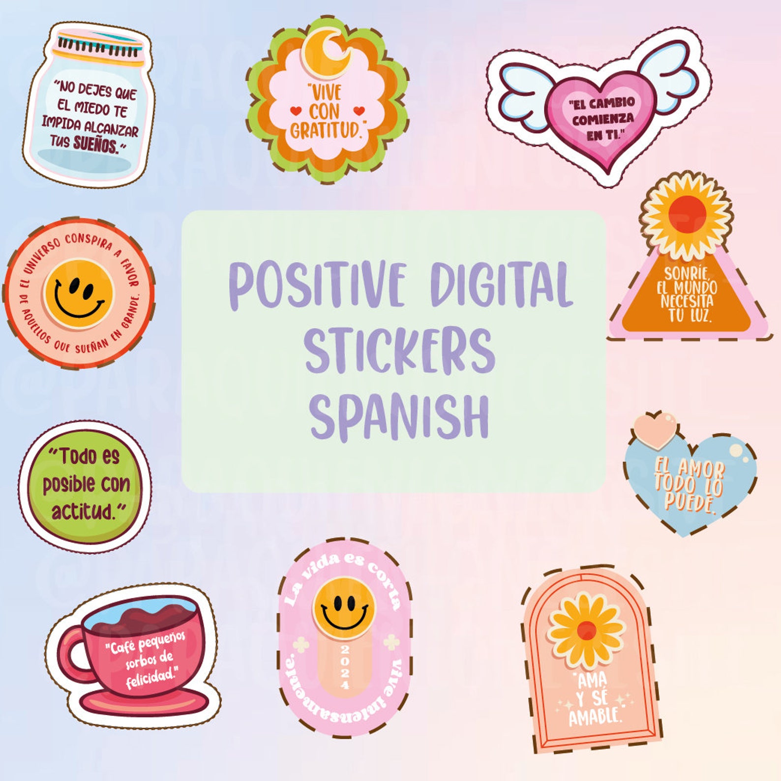 Stickers, Positive, Spanish Svg, Affirmations, Mental Healthy, SVG ...