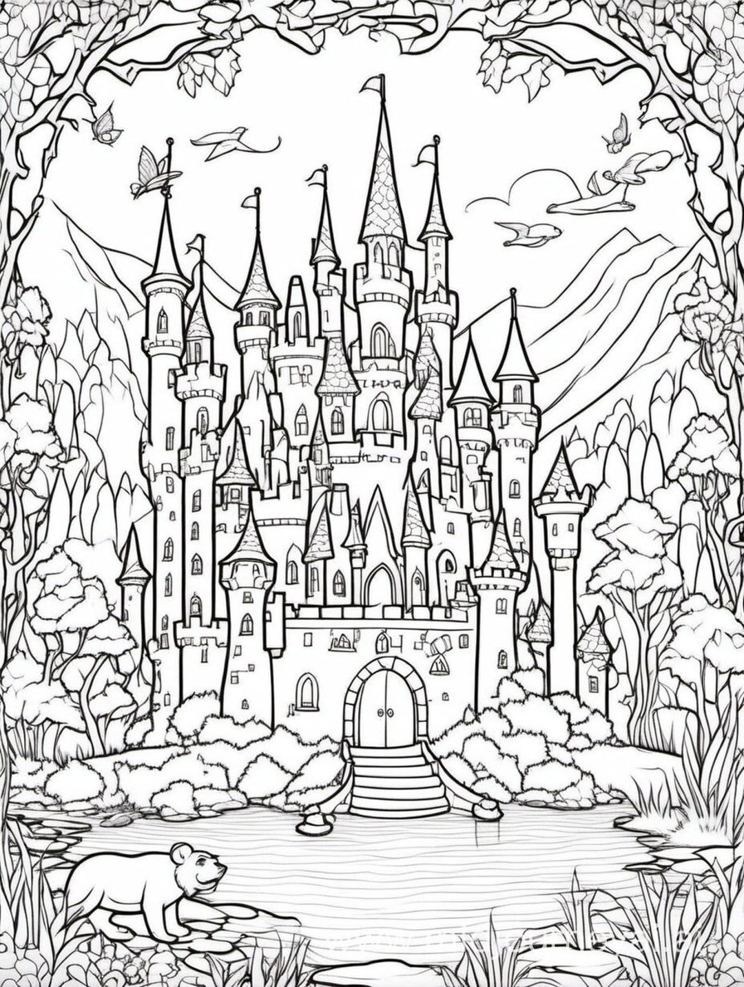 Princess (or Medieval) Castle to Color - Etsy