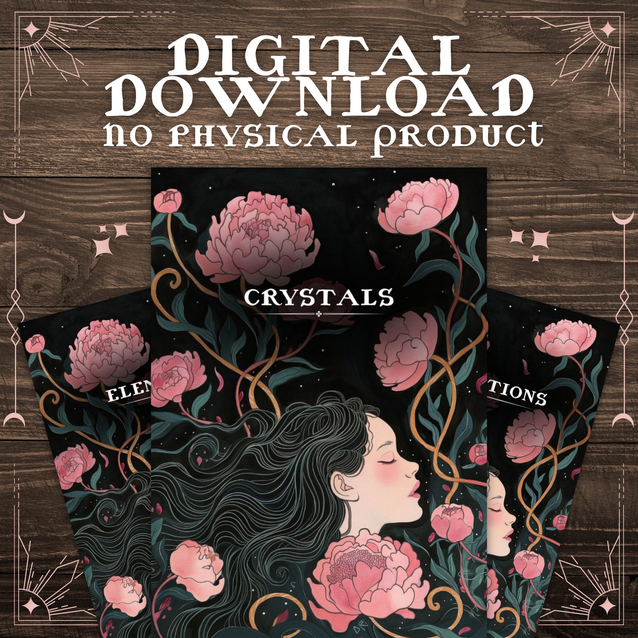 Printable Grimoire Pink Peony Divider Pages Digital Grimoire Paper Book of Shadows Pages ...