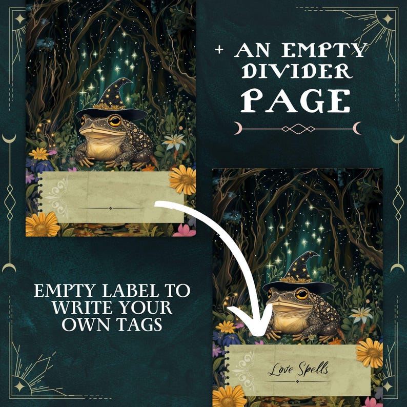Printable Grimoire Journal Witchy Toad Divider Pages - Digital Grimoire ...
