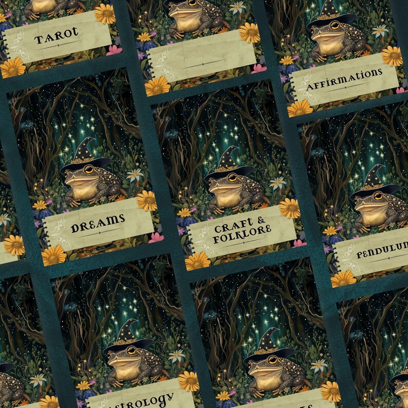Printable Grimoire Journal Witchy Toad Divider Pages - Digital Grimoire Paper, Book of Shadows ...