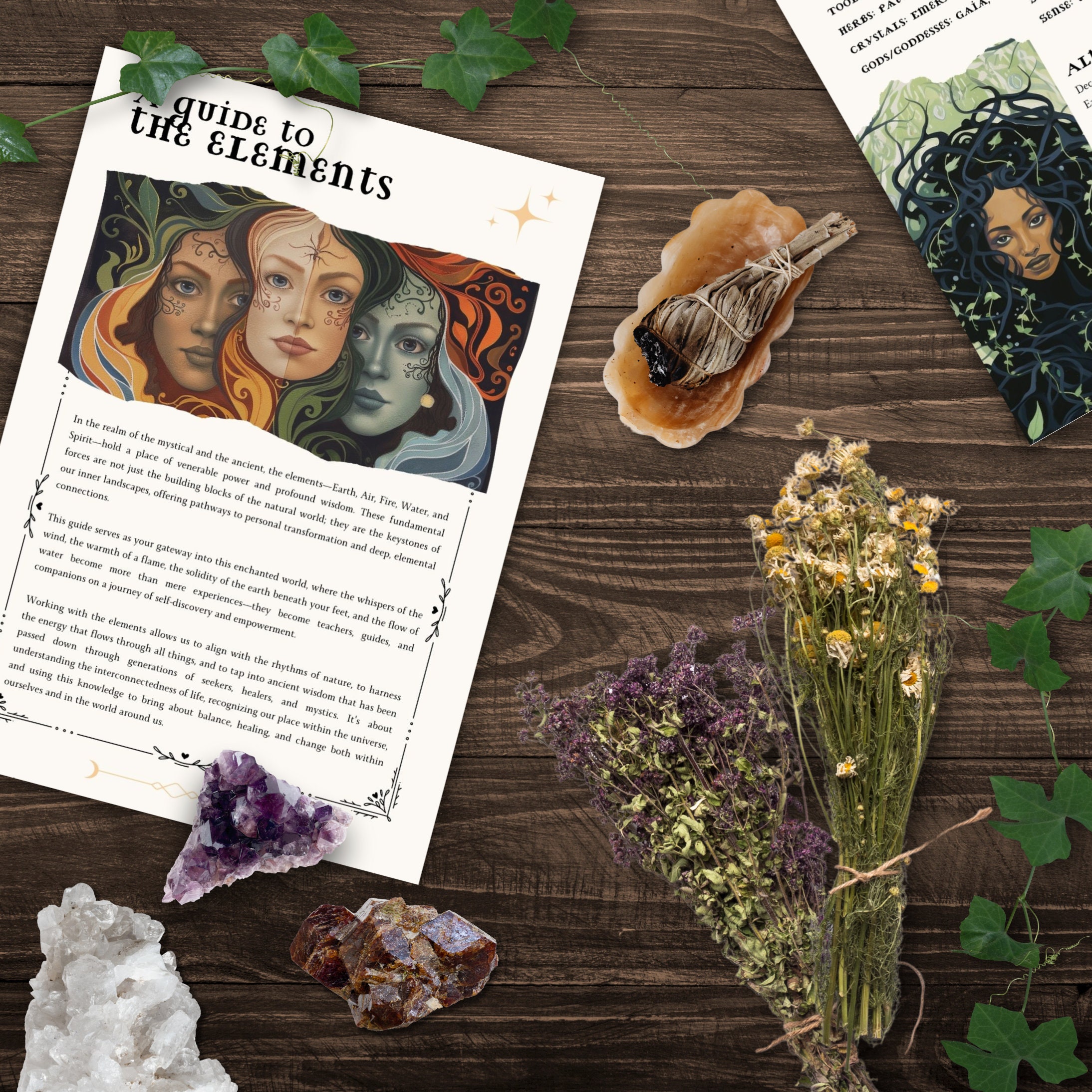 A Call to the Elements Guide & Spells, Digital Grimoire Book of Shadows ...