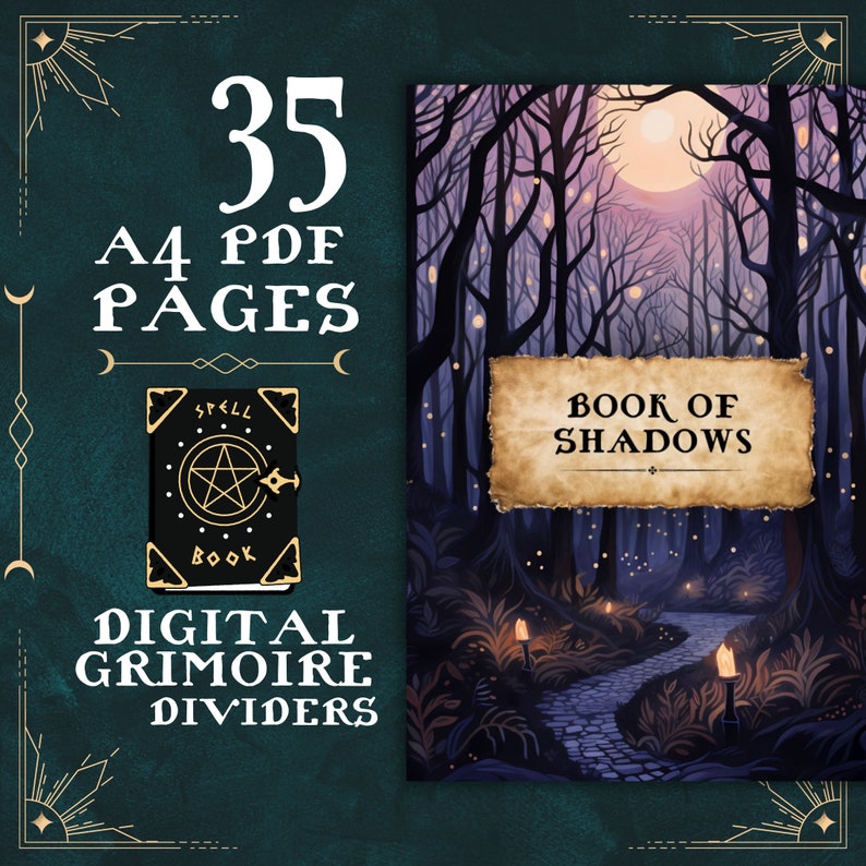 Printable Grimoire Journal Dark Forest Divider Pages - Digital Grimoire ...