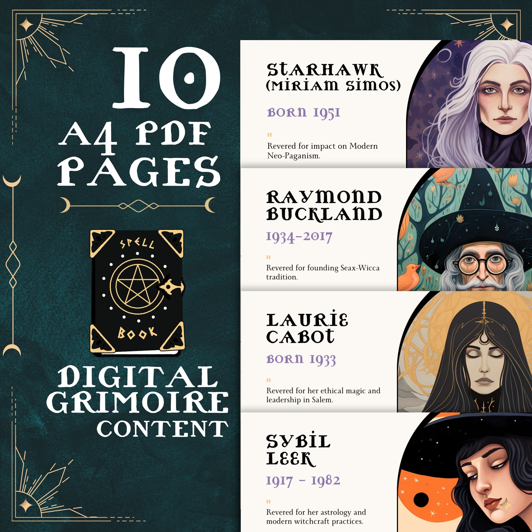 Famous Witches Printable Grimoire Digital Book of Shadows Printable ...