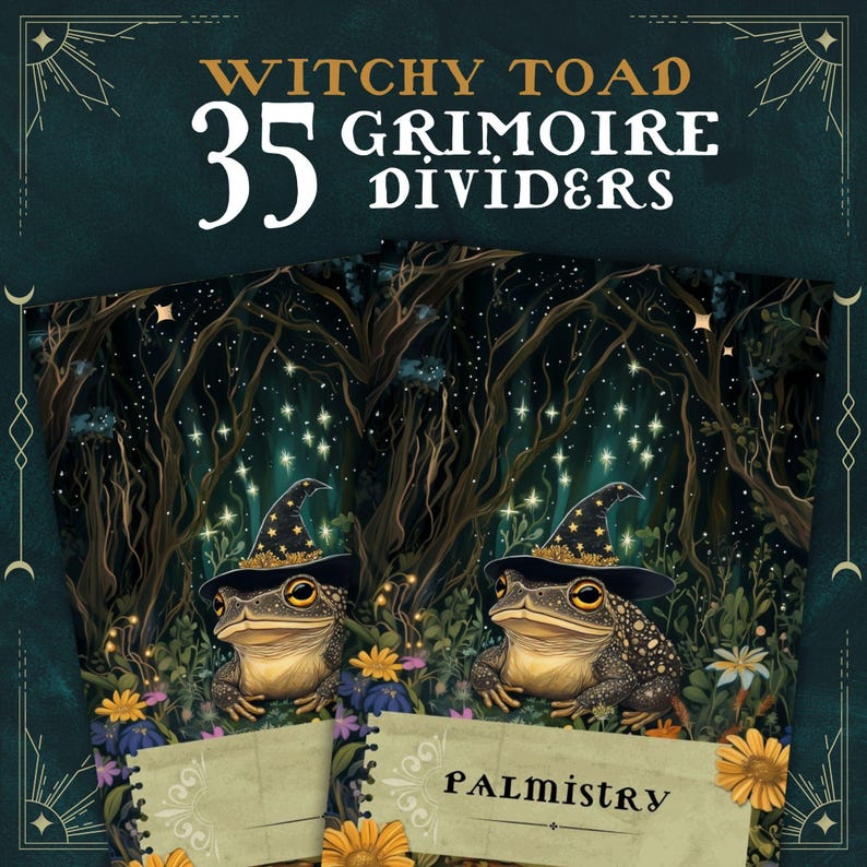 Printable Grimoire Journal Witchy Toad Divider Pages - Digital Grimoire ...