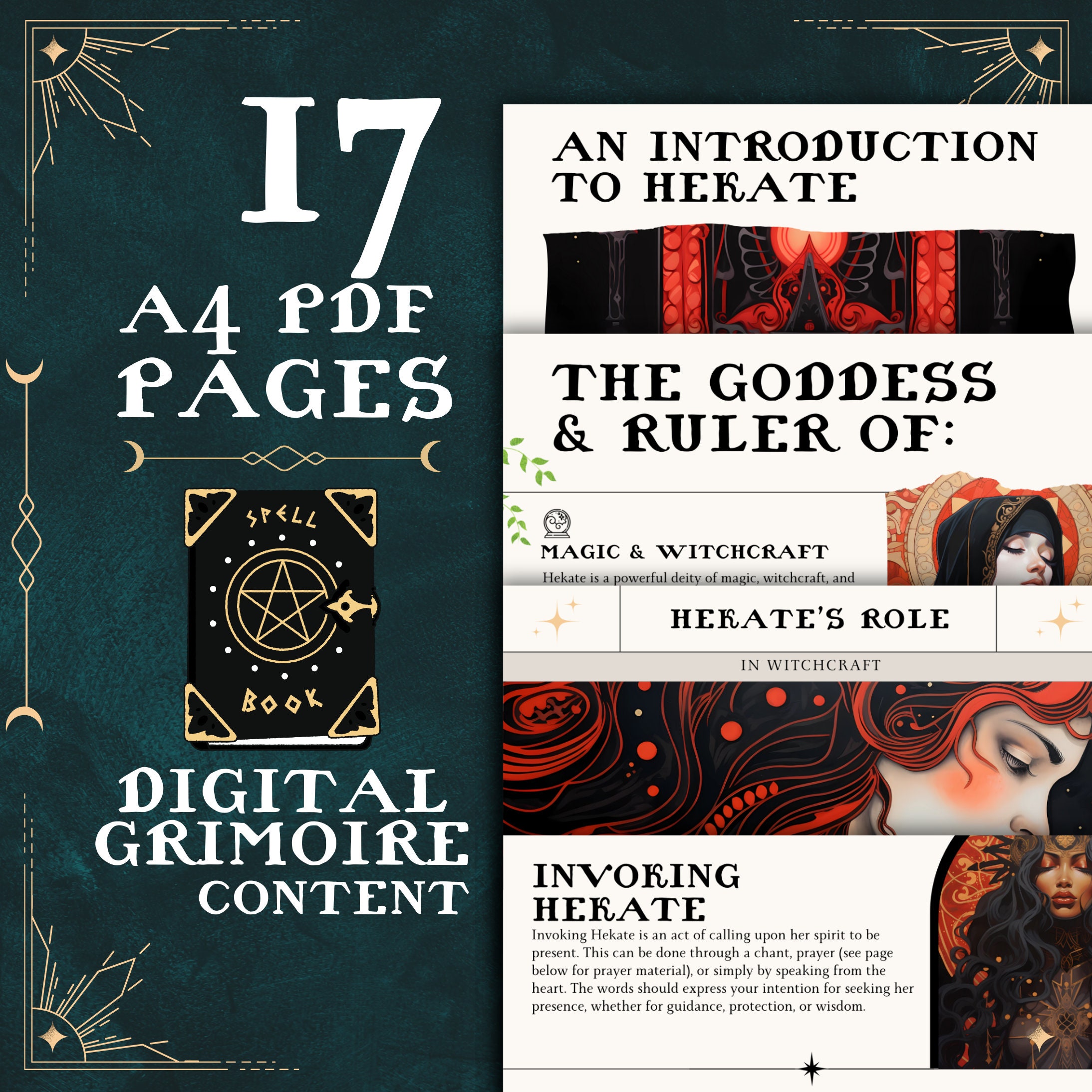 Hekate Guide for Witches Witchcraft Digital Grimoire Book of Shadows Printable Grimoire Pages ...