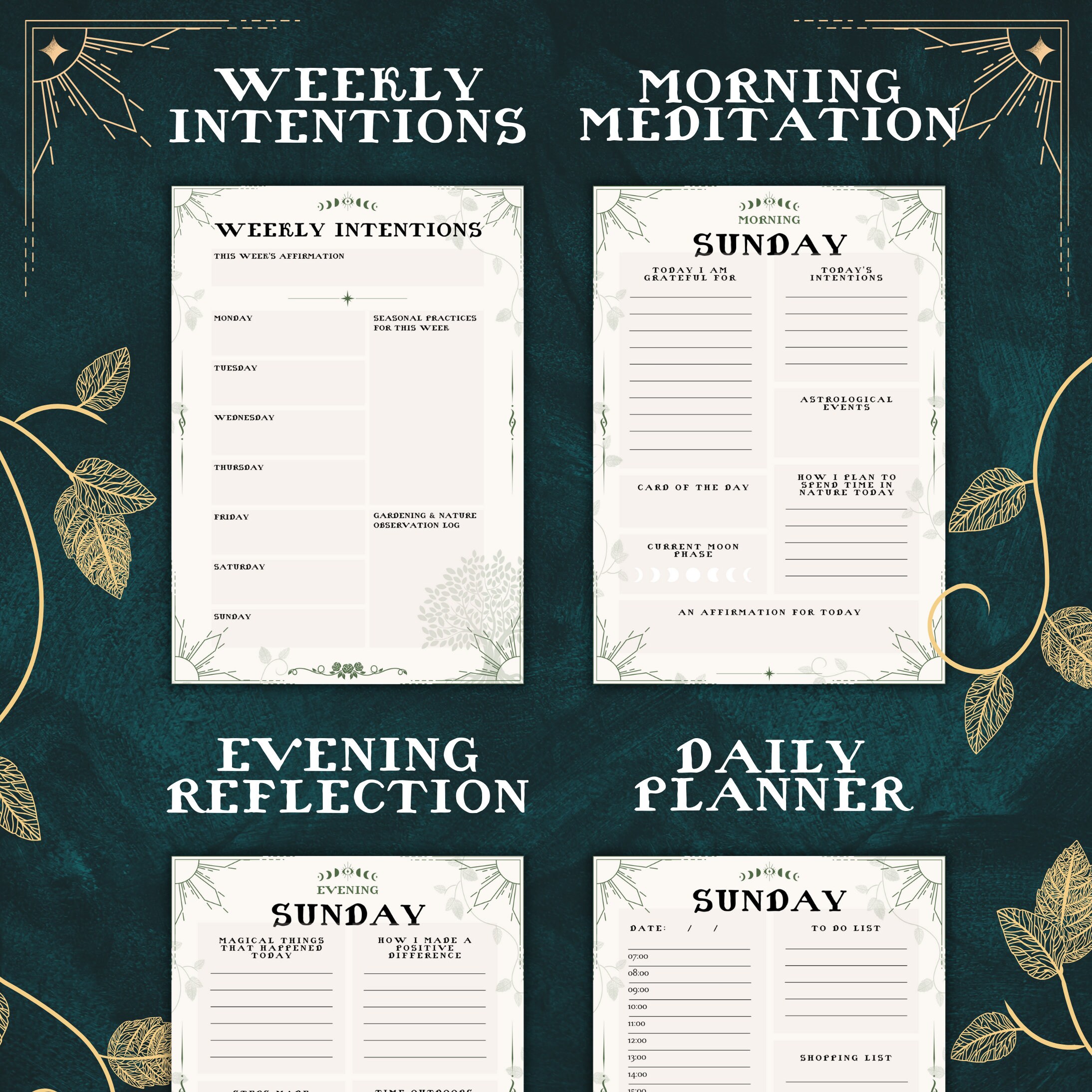 Green Witch Daily Planner Daily Witch Journal Witchy Planner ...