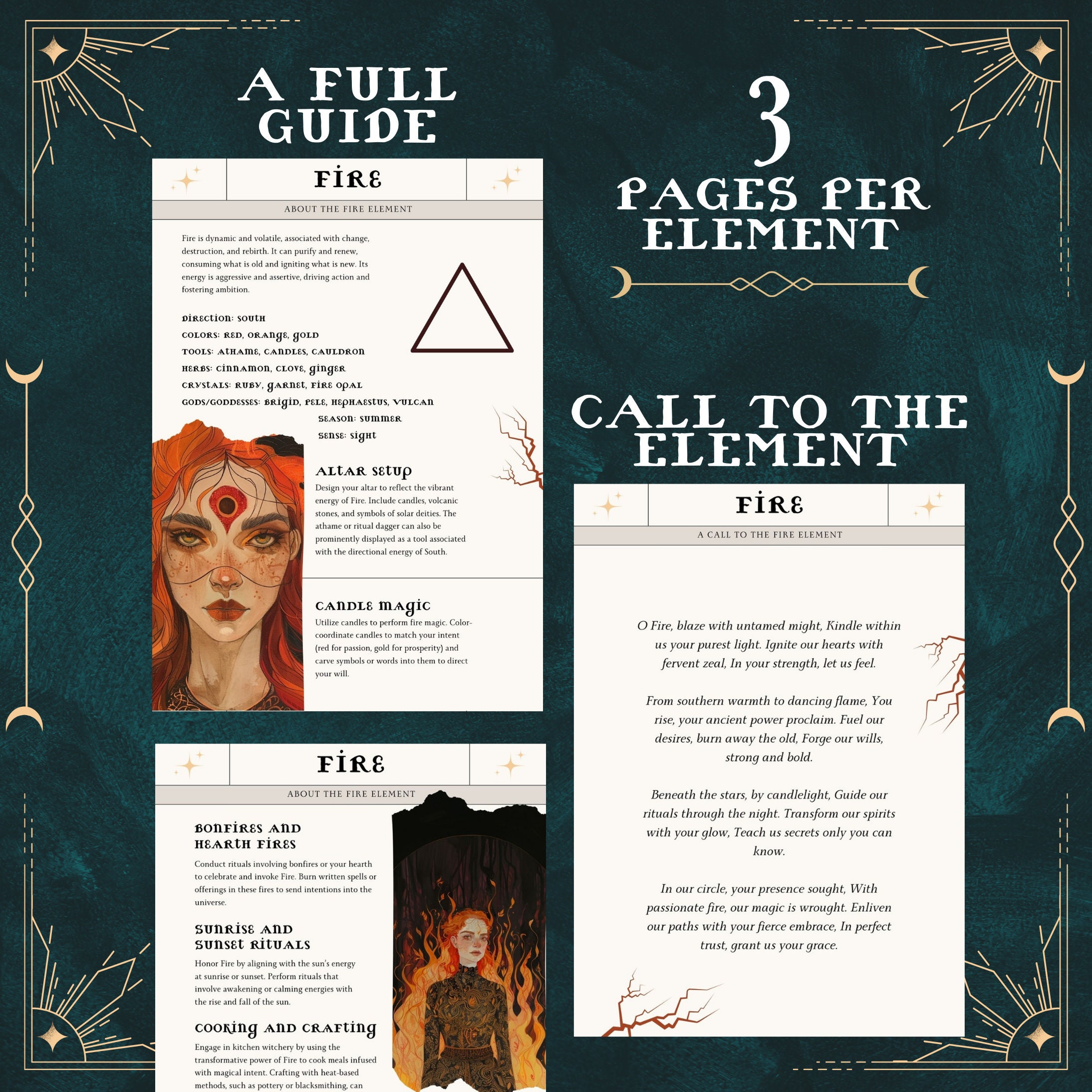A Call to the Elements Guide & Spells, Digital Grimoire Book of Shadows ...