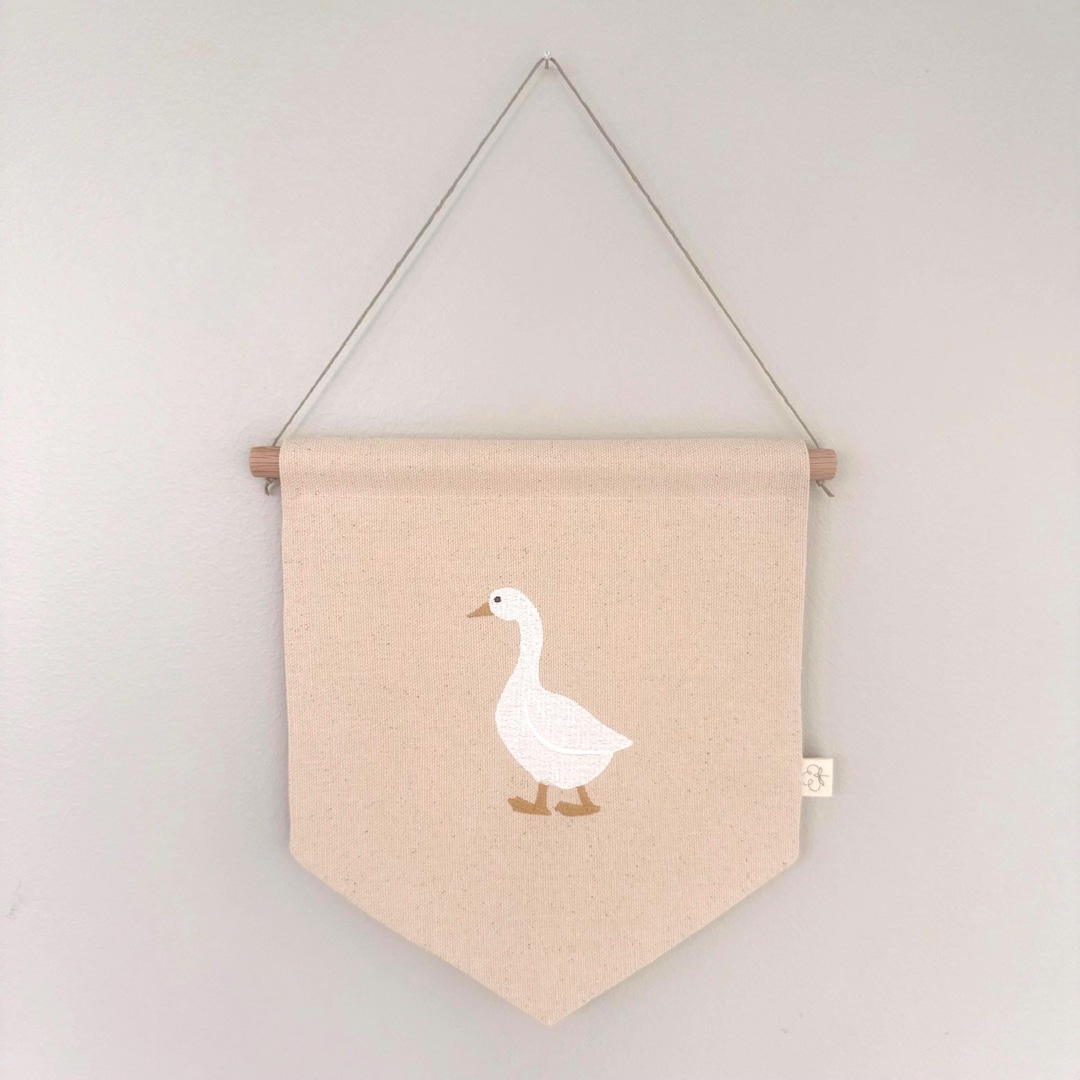 Embroidered Goose Canvas Banner: Neutral Nursery Wall Hanging - Etsy
