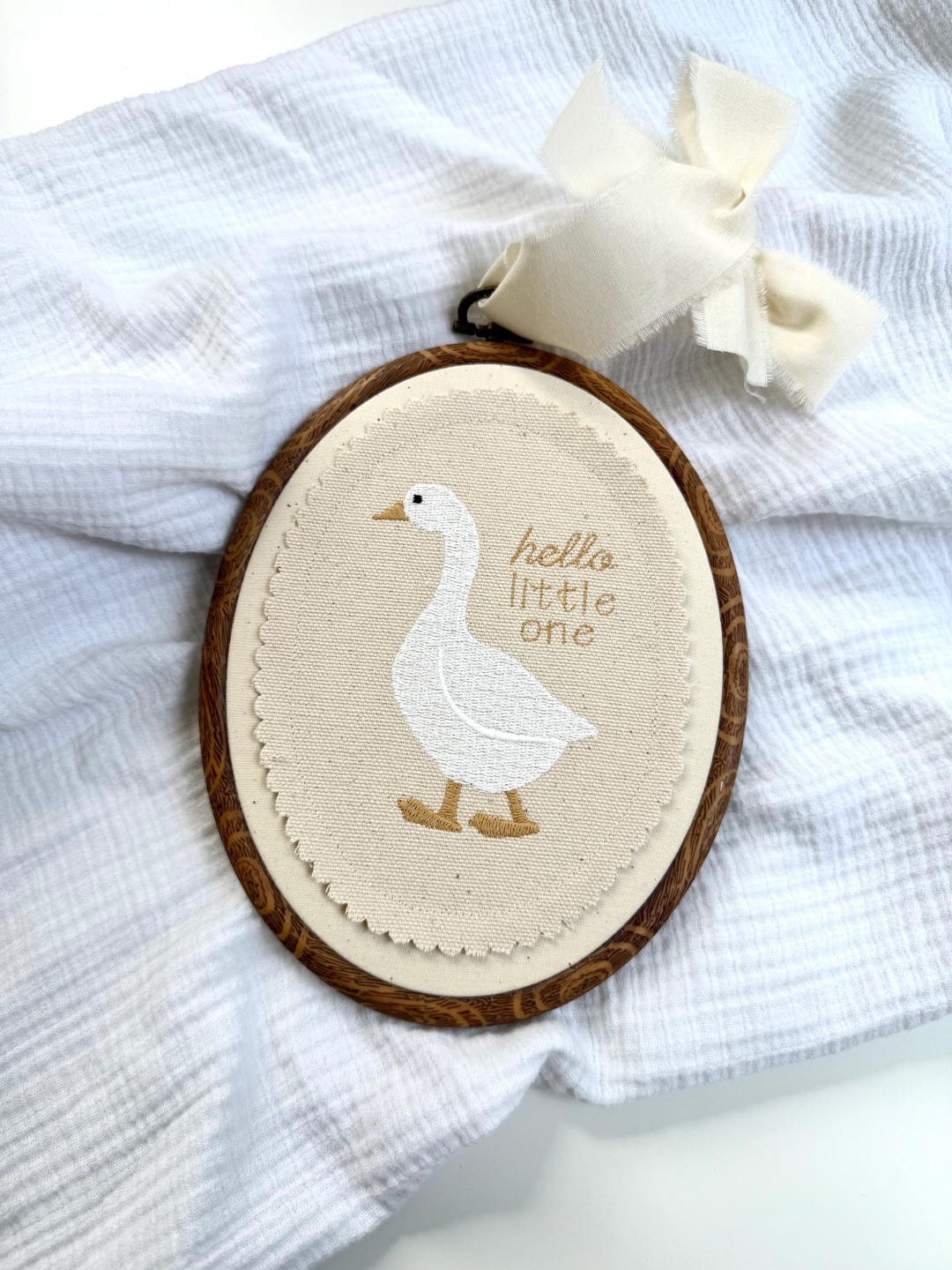 Goose Embroidery Hoop: Birth Announcement Sign, Neutral Nursery Decor ...